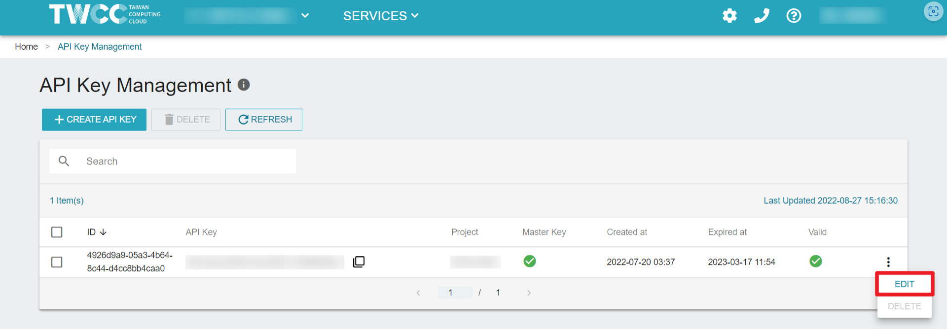 Manage API keys | TWS
